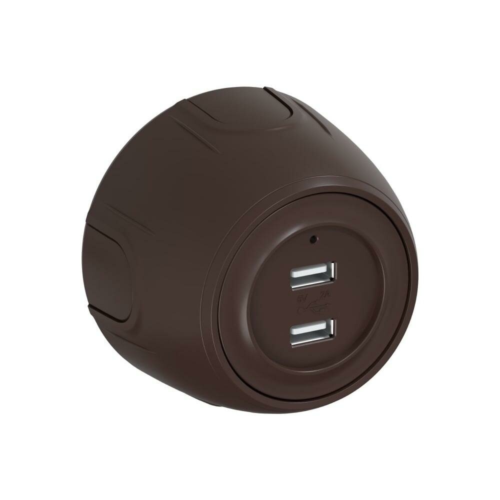 Накладная розетка OneKeyElectro (наружная) USB двойная Rotondo, с подсветкой, цвет коричневый 7700898
