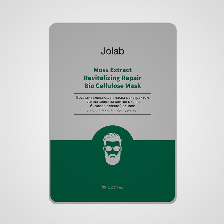 Мужская восстанавливающая маска с экстрактом клеток мха на биоцеллюлозной основе JOLAB Men's Moss Extract Revitalizing Repair Bio Cellulose Mask Маска 1 шт