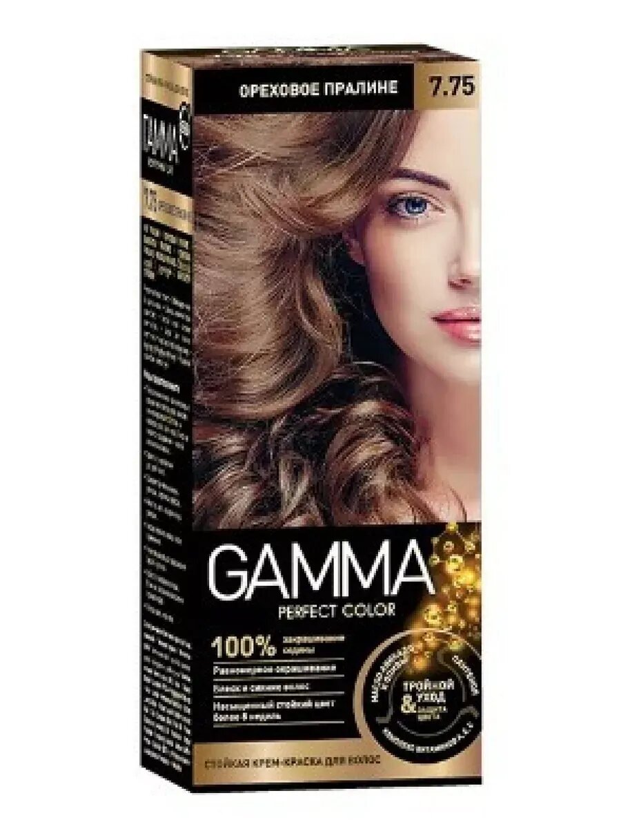 Gamma Perfect Color стойкая крем-краска тон 7.75 Орехо-3шт.