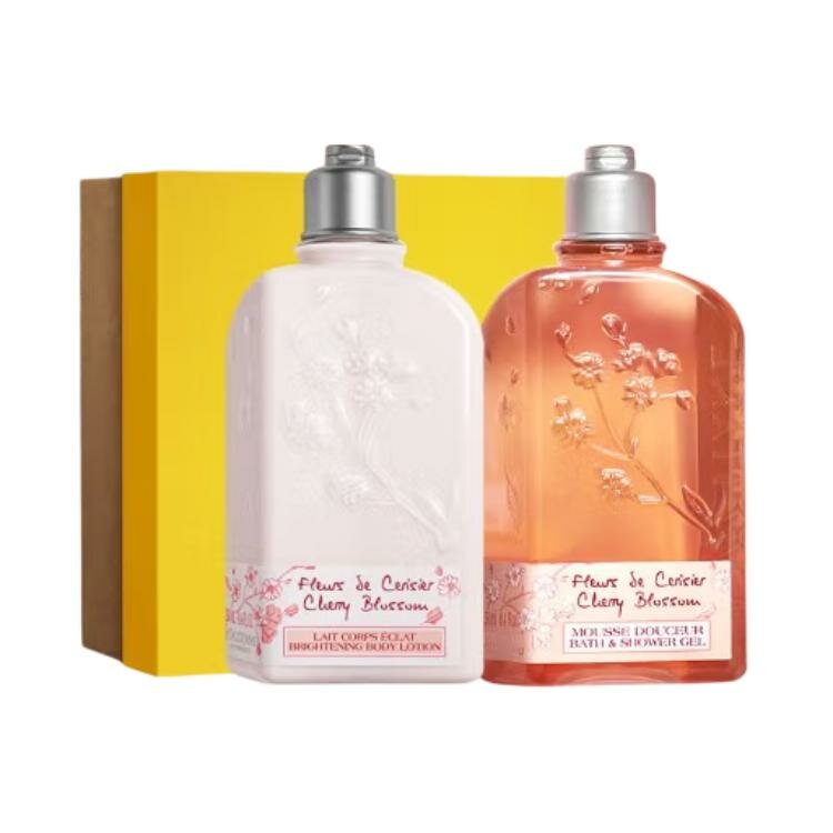 Набор женский LOCCITANE Цветы вишни, гель для душа и лосьон для тела, успокаивающий 2 в 1 с подарочным сэмплом