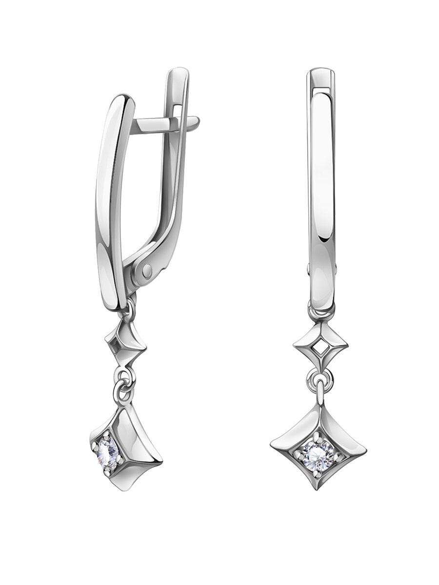 Серьги с подвесками, белое золото, 585 проба, бриллиант