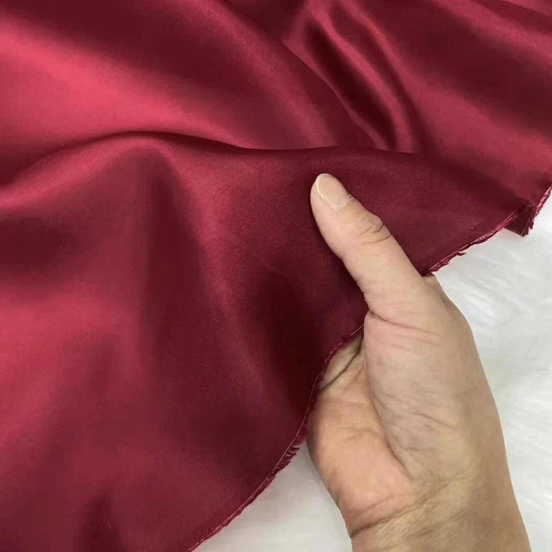 CISULI 100% Шелковая Ткань Хаботай 8мм Бордовый, Price for 3 meters, XY16