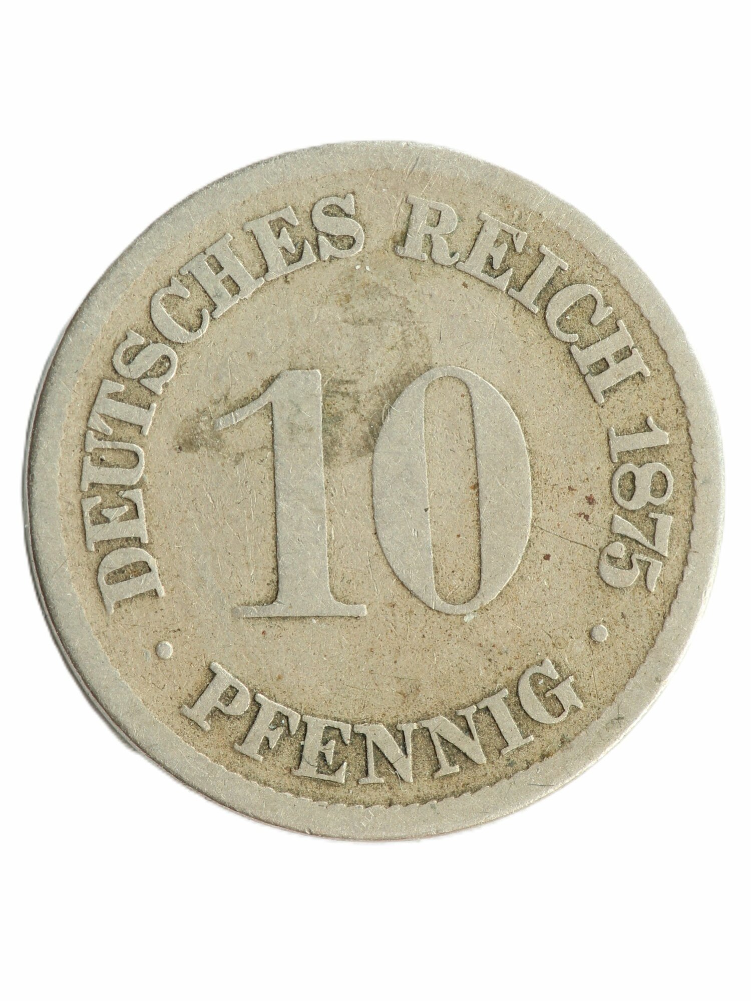 Подлинная монета Германия 10 пфеннигов 1875 год D Монетный двор: Мюнхен