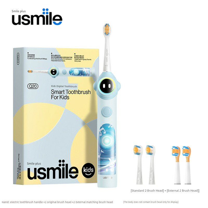 Usmile Q20 детская электрическая зубная щетка с костной проводимостью, фантастический синий цвет, 3-15 лет, включены 2