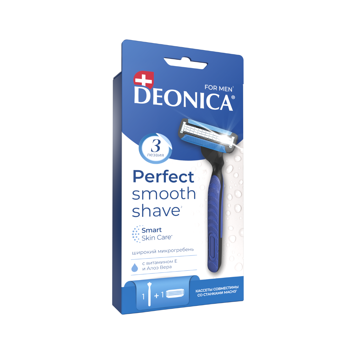Бритвенный станок Deonica For Men, 3 лезвия, 1 сменная кассета