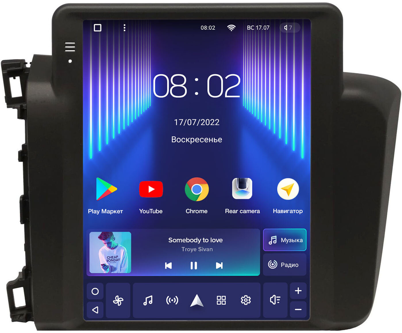 Штатная магнитола Honda Civic 9 4D 2011-2015 (авто с камерой, левый руль, седан) Teyes TPRO 2 DS (Tesla) 9.7" 4/32 RM-A21SG2 Android 10 (4G-SIM, DSP,