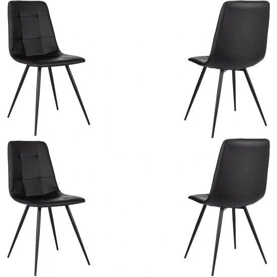 Стул Бюрократ CH-K1_4 комплект 4шт экокожа черный металл черный на ножках (CH-K1_1/BLACK-PU