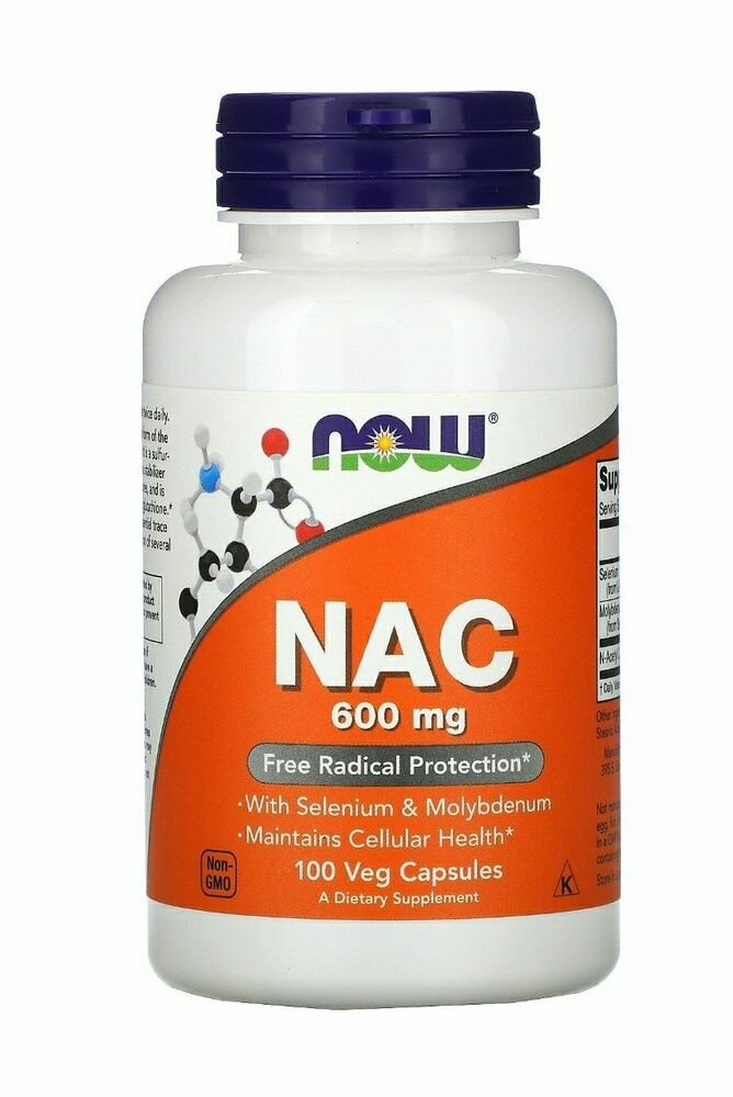 Now Foods, NAC, N-Ацетил L-Цистеин, с селеном, 600 мг, 100 капсул