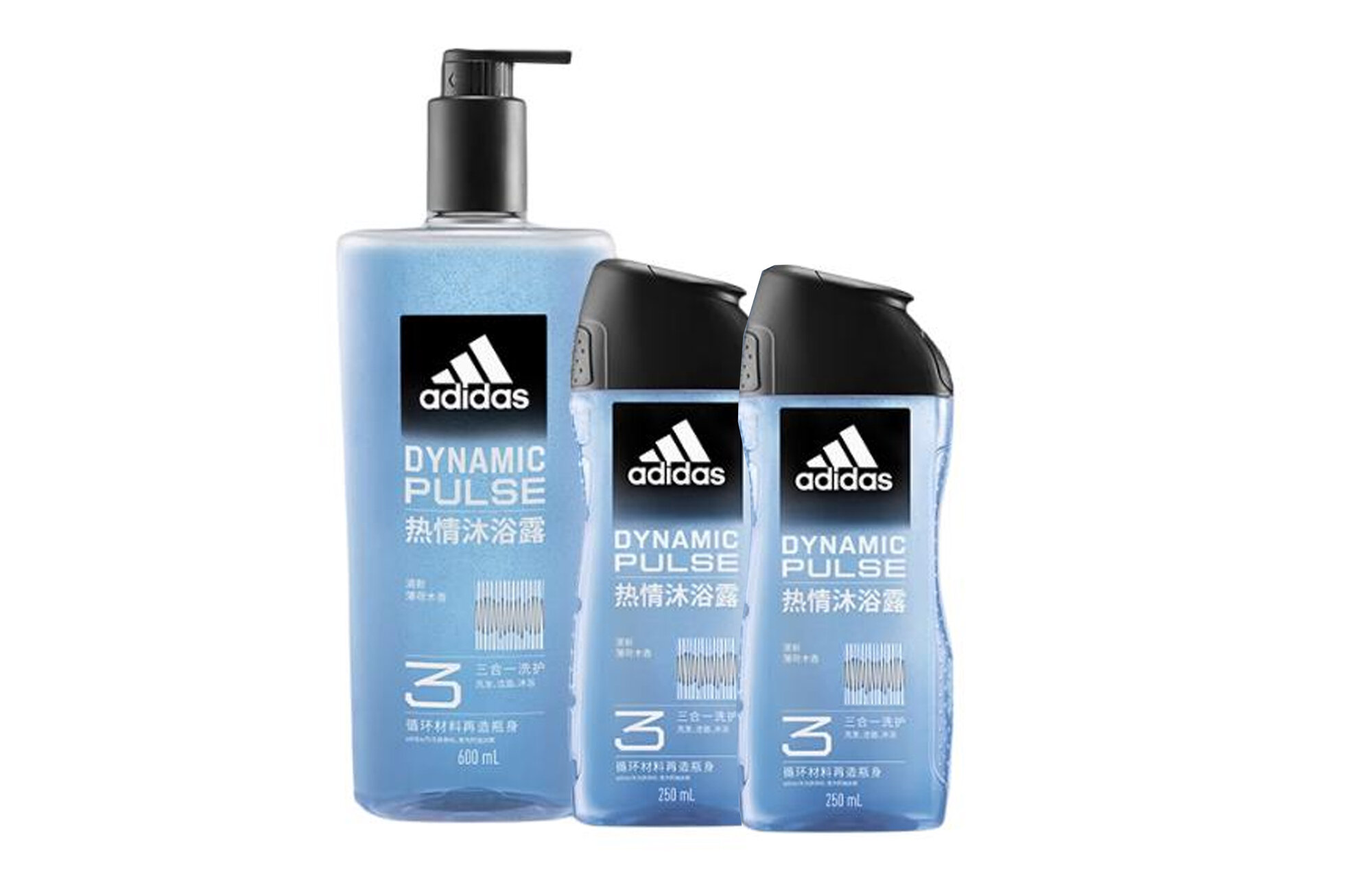 Гель для душа мужской Adidas Passionate, 600 мл+250 мл*2