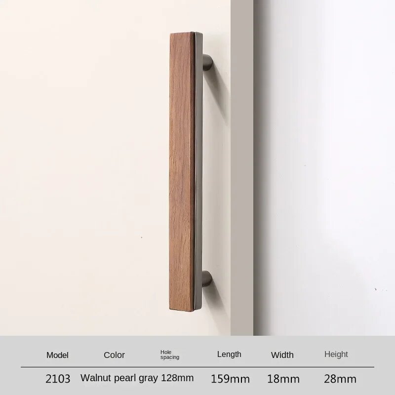 Ручка для шкафа Walnut pearl gray 128mm, 159x18x28mm