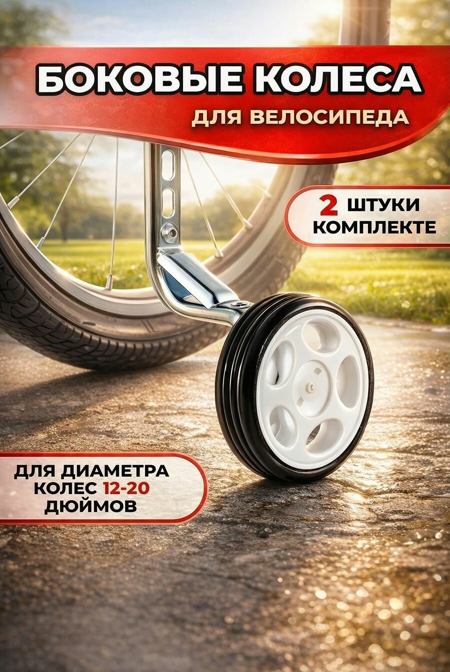 Боковые колеса для детских велосипедов / Опорные 12"-20" (GW-28029-S08, крепеж - алюминий, колесо - пластик)