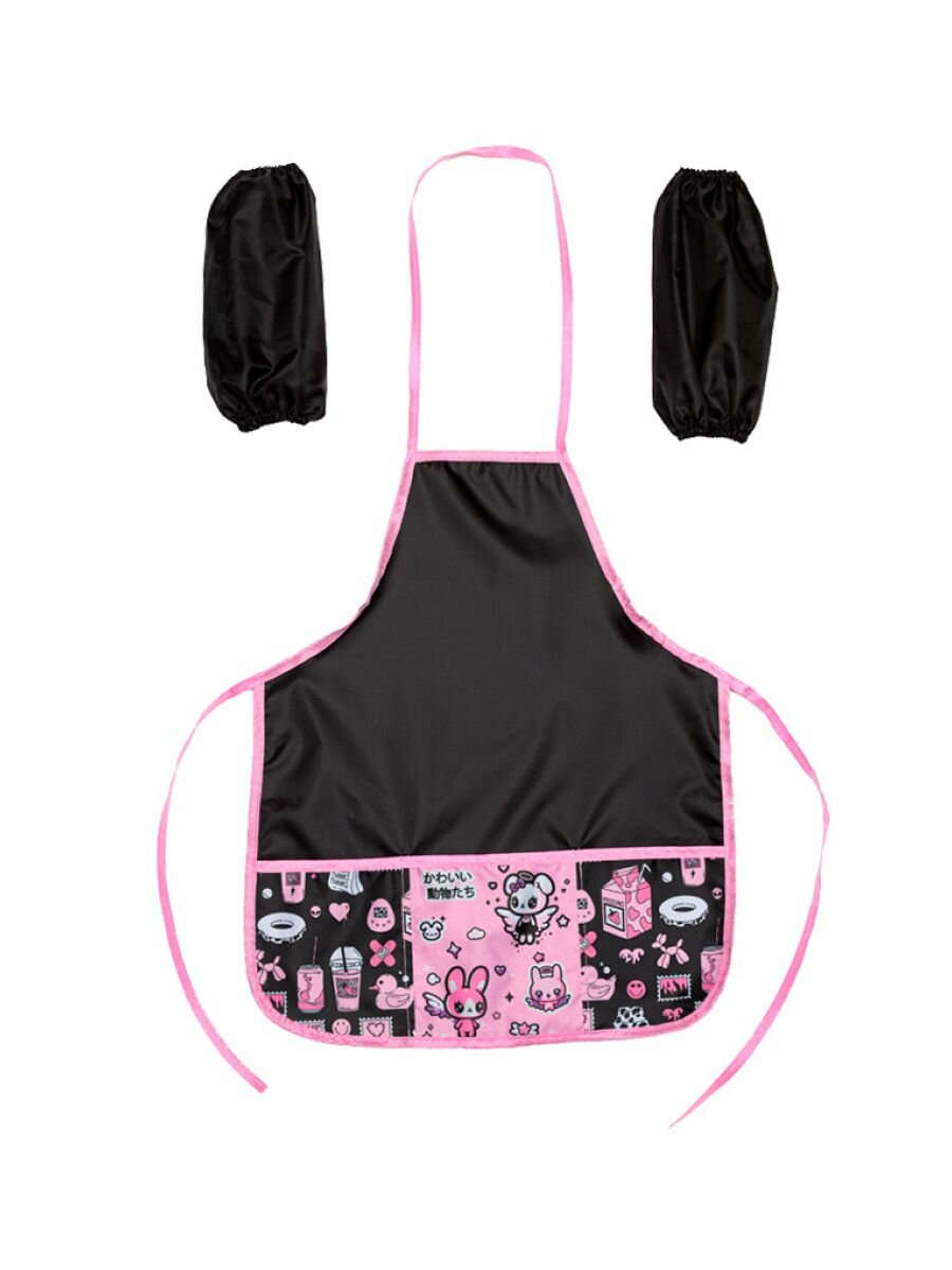 Фартук детский школьный художественный для рисования Lovely Little Friends, 45x54 см (M), с нарукавниками, 3 кармана, водоотталкивающая ткань