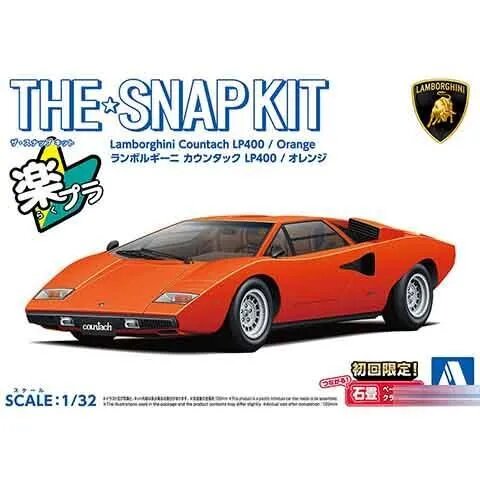 Сборная модель автомобиля Lamborghini Countach LP400 Orange, масштаб 1:32, пластик, производство Япония