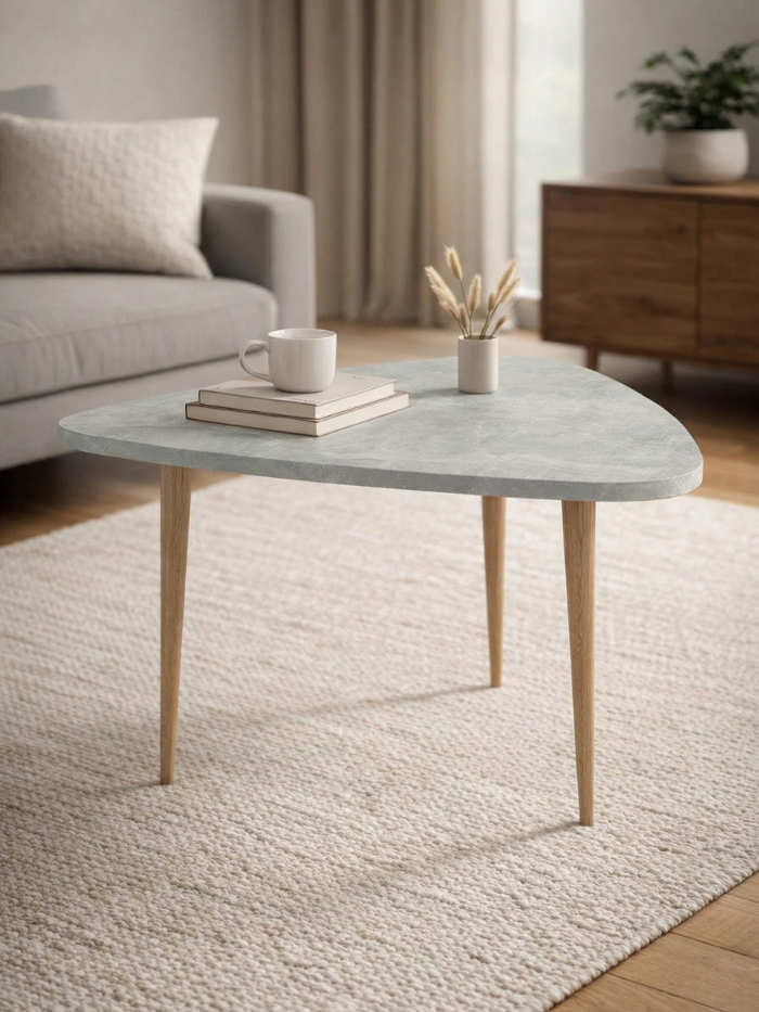 Журнальный столик Арт Дизаин 2 Треугольный Квадро-М, Ателье светлый, кофейный, чайный, для ноутбука