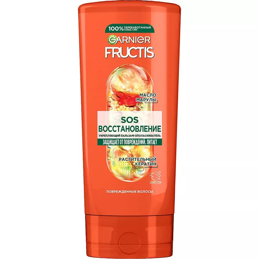 FRUCTIS Укрепляющий бальзам-ополаскиватель для волос, SOS Восстановление, для сухих и ломких волос с секущимися кончиками, 200 мл