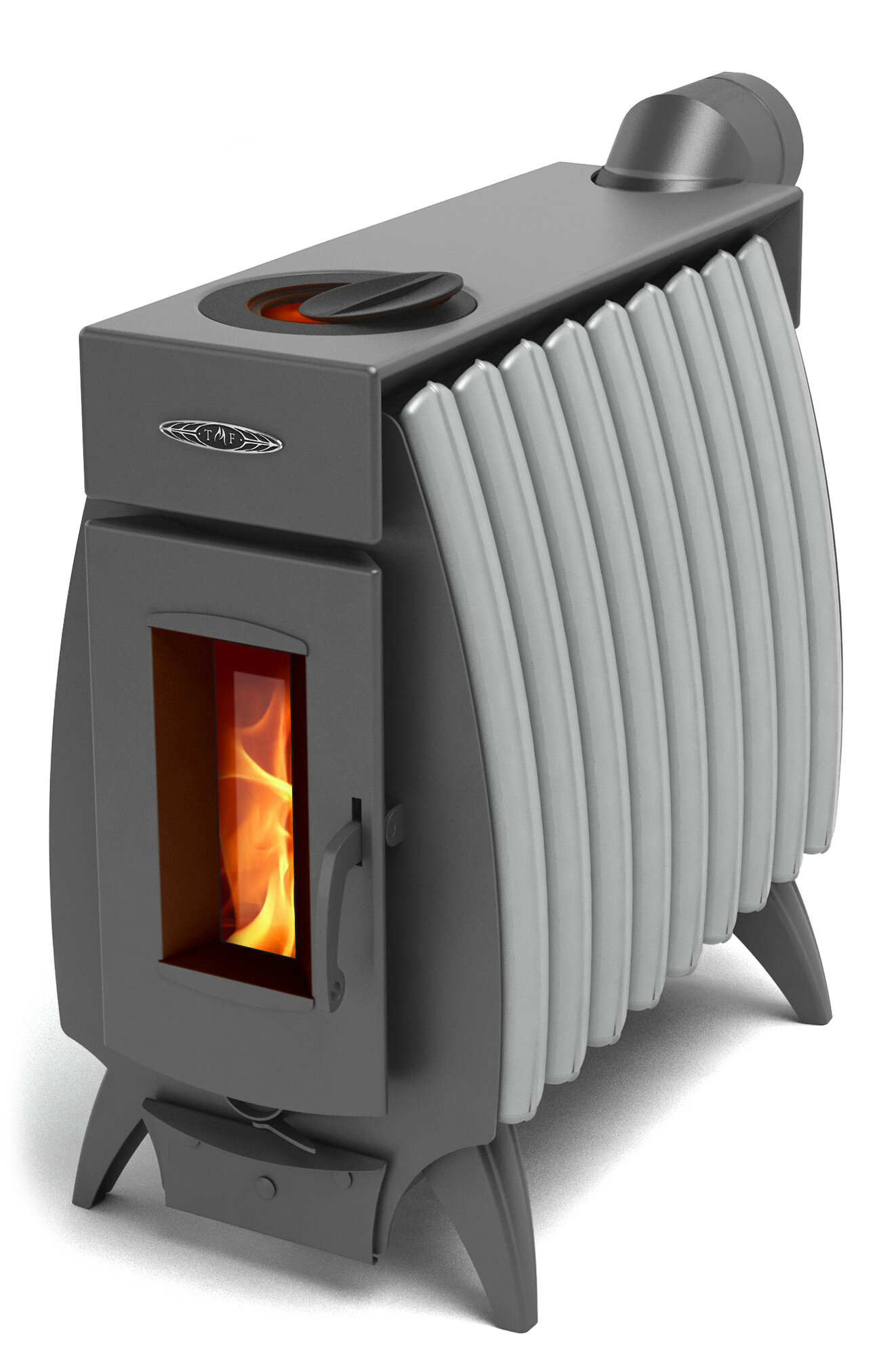 Печь отопительная огонь-батарея 9 антрацит-серый металлик (ТМФ)