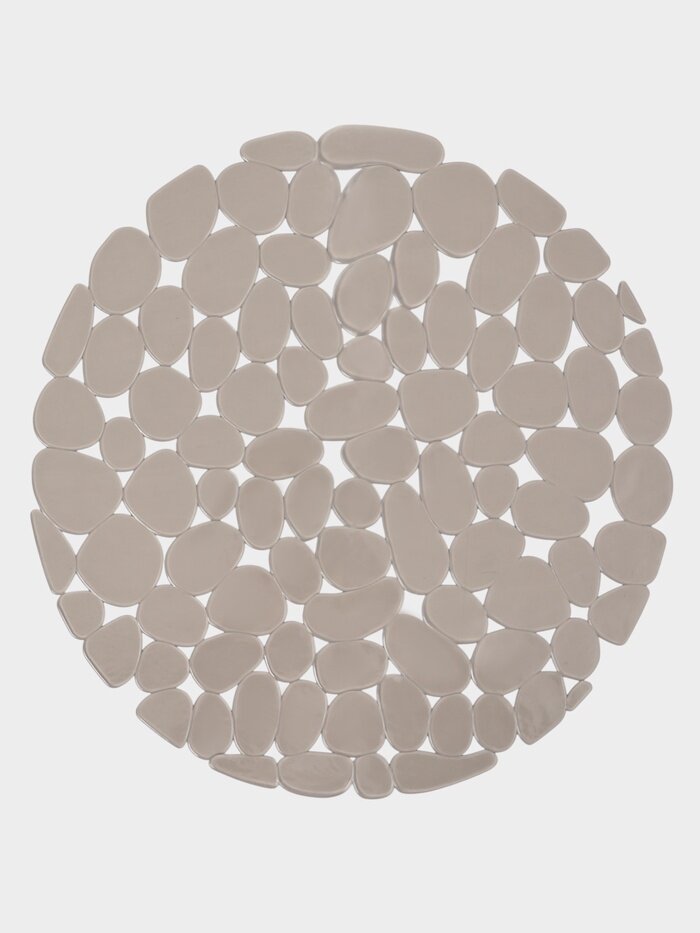 Коврик для раковины Доляна «Галька», круглый, d=29 см, прозрачный, серо-коричневый