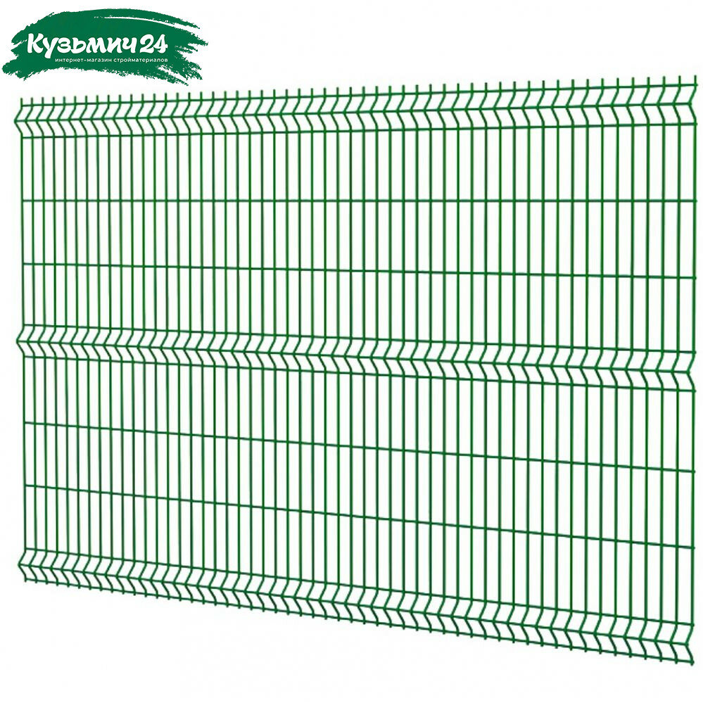 Секция заборная 3D Гиттер 1530х2500 мм, ячейка 200х50 мм, d 3.9 мм, сетка оцинкованная, ПВХ, зеленый цвет