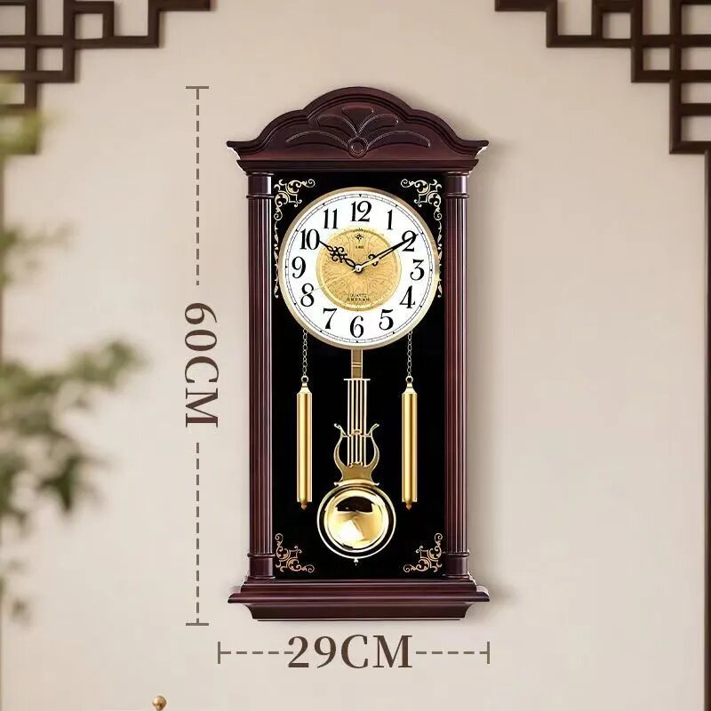 Настенные часы La Mer GT9515-1 с маятником, боем и мелодией 60 см х 29 см, черный