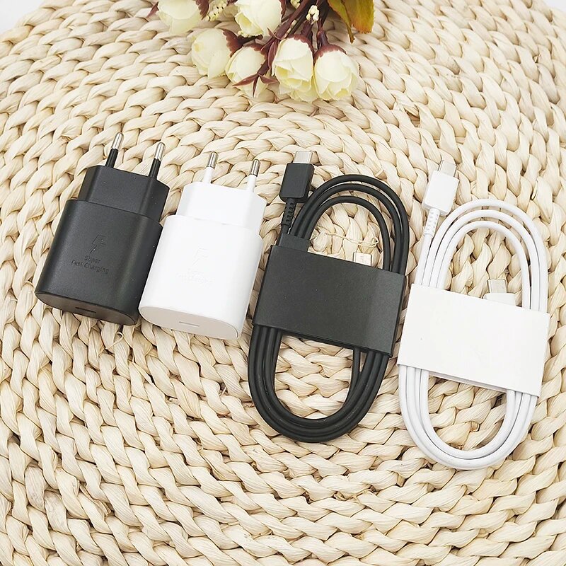 Сверхбыстрое зарядное устройство 25 Вт для Samsung Galaxy S25 S24 S23 S22 Only EU Charger, White