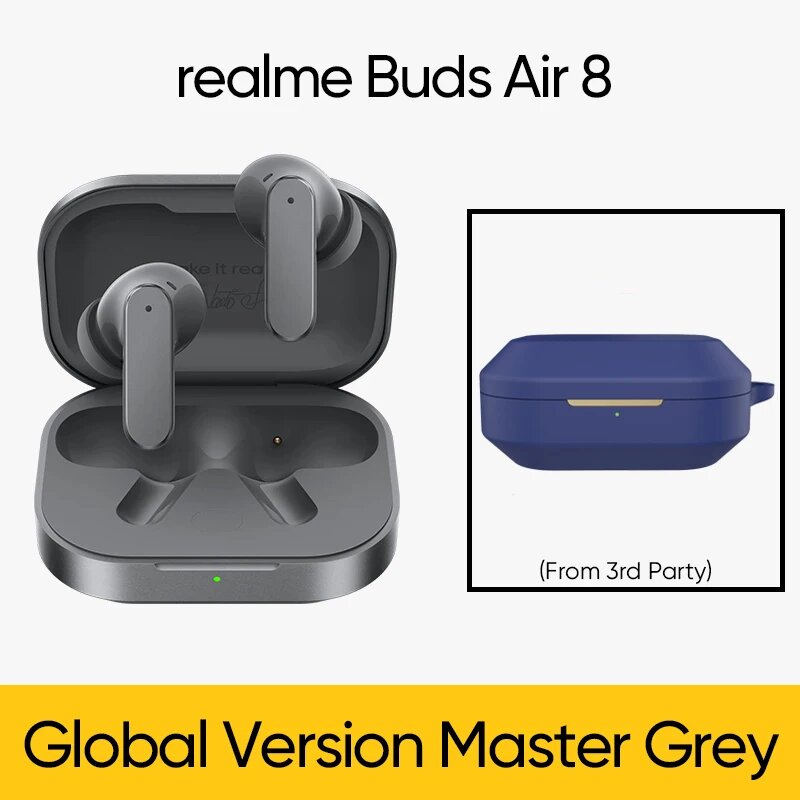 Наушники realme Buds Air 8 Global Version Серый, Grey GL n blue