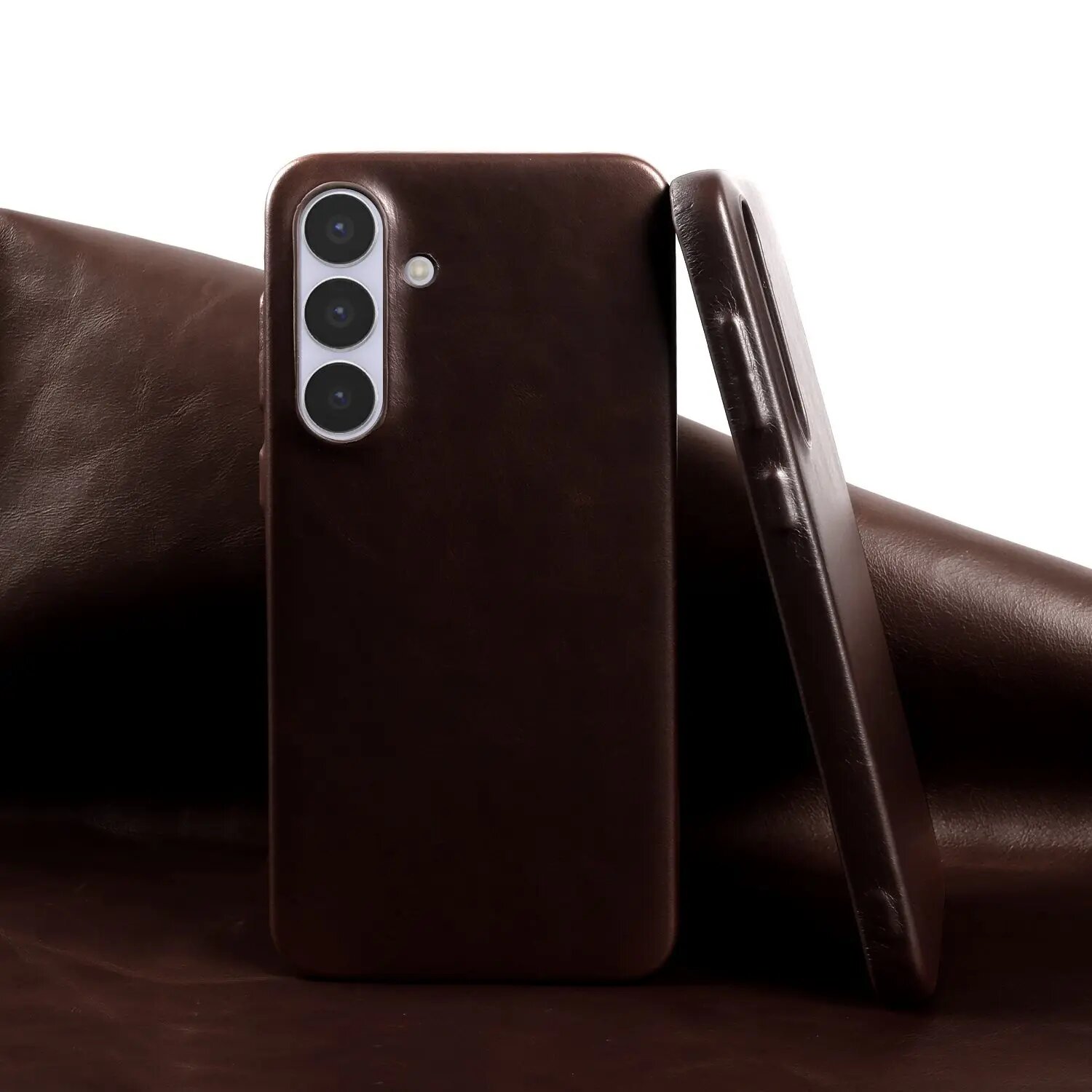 Коричневый кожаный чехол для Samsung Galaxy S23