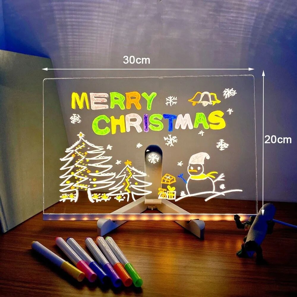 Настольная стираемая светящаяся акриловая раскраска blackboard доска для письма портативная