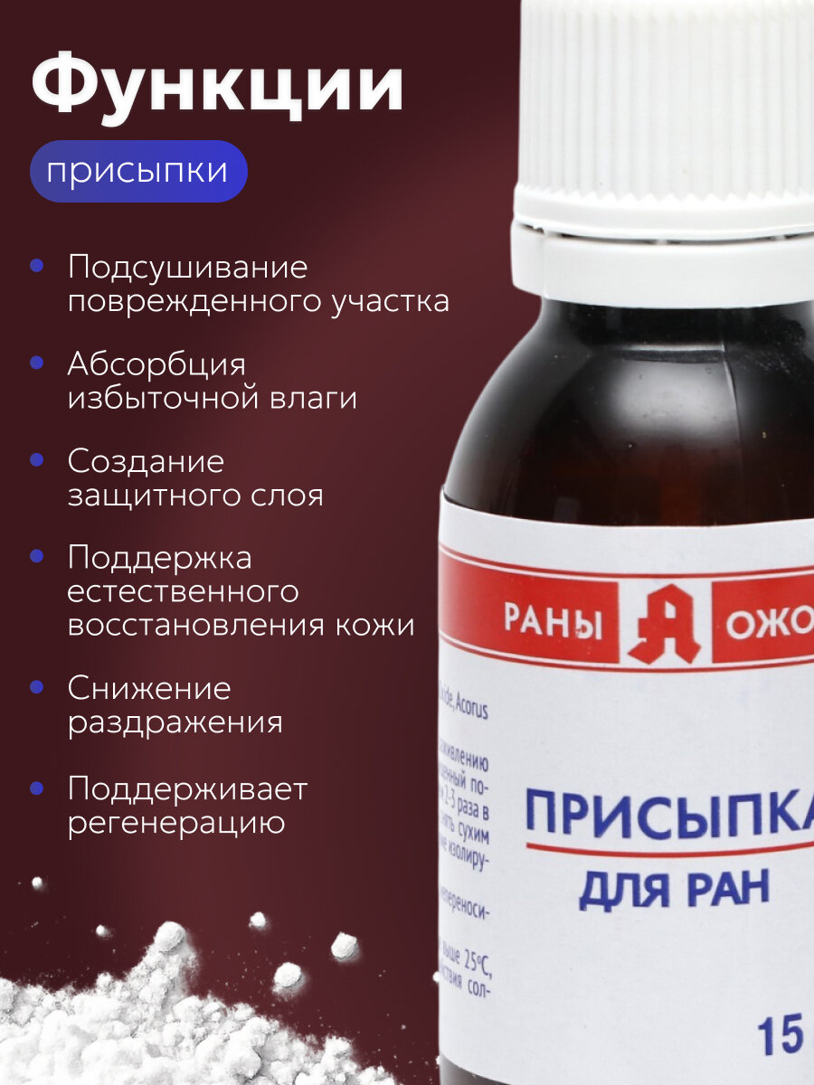 Присыпка Гринлаб "Раны А Ожоги", обезболивающая, противовоспалительная, 15г — фото 1