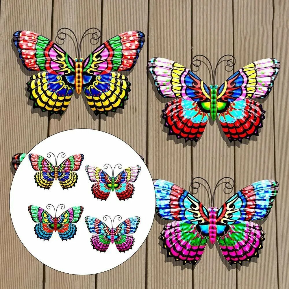 OZ-LEAM Многоцветная Металлическая Бабочка 3D Outdoor Garden Home Decor Wall Art