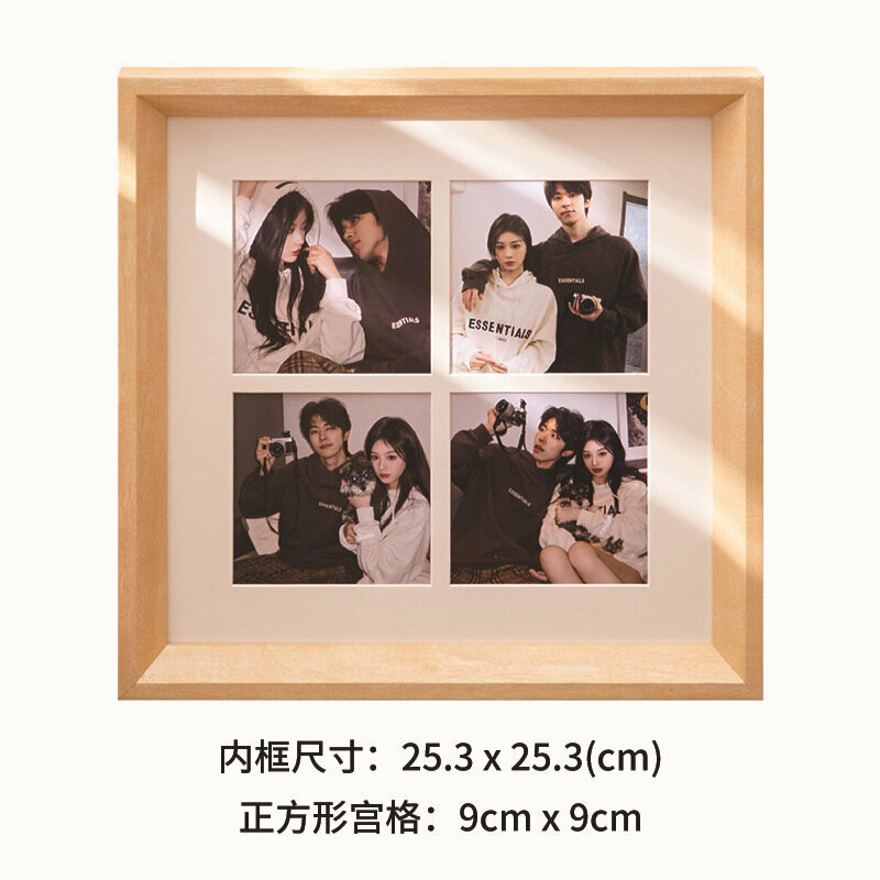 Фоторамка из массива дерева с девятью ячейками для демонстрации, печать фотографий своими руками для пар, полароид для лучших друзей, сувенир на любовную тематику, подарочная фоторамка 10inch.