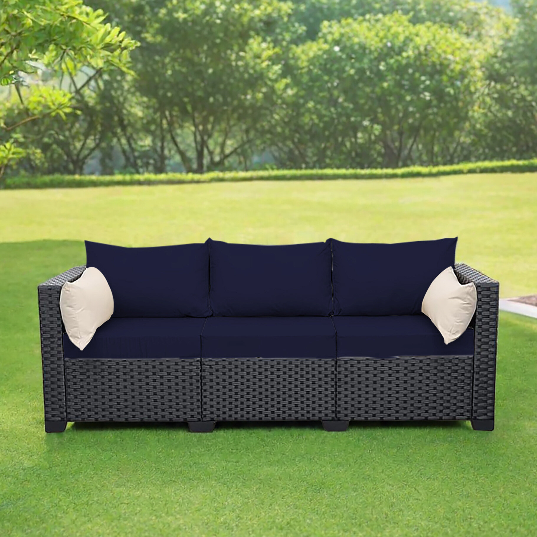 Уличный диван, мебель для сада, виллы, террасы гостевого дома, комбинированный досуговый стул из ротанга, однотонная подушка для дивана.