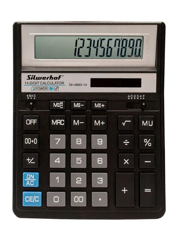 Калькулятор настольный Silwerhof SH-888X-14 черный 14-разрядный