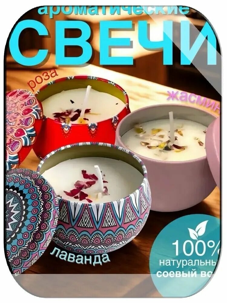 Свечи ароматические подарочный набор для женщин, подарок на день рождения женщине, девушке, 4 свечи