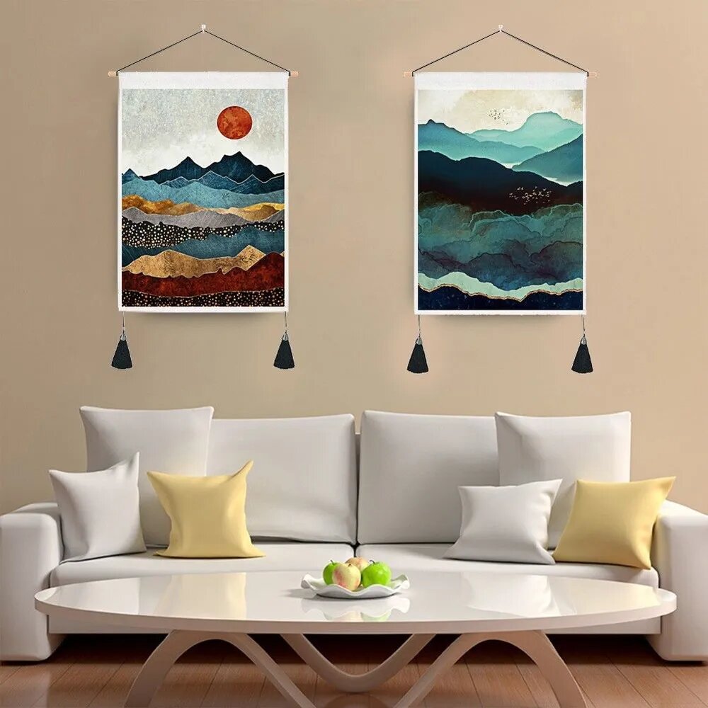 Гобелен с изображением туманного леса для украшения стены