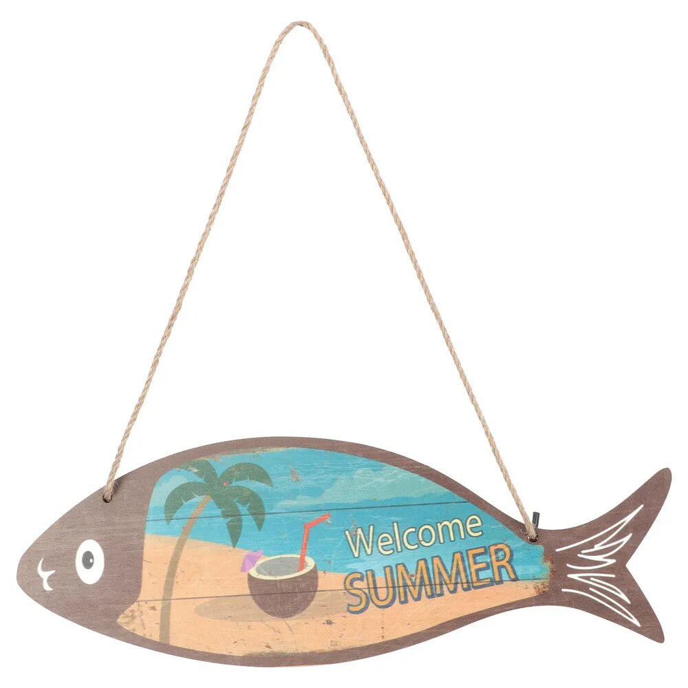 Декоративная Рыба Из Дерева В Морском Стиле 35x12.2Cm Для Украшения Стен И Фотосессий