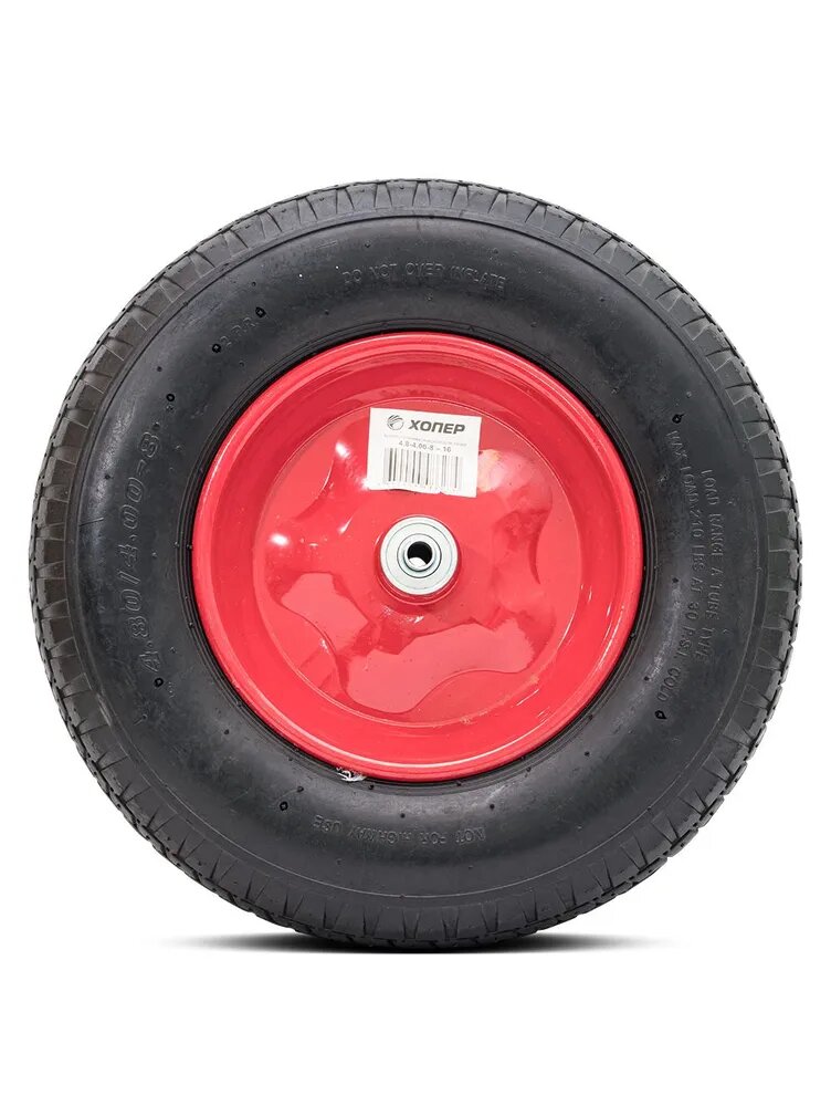 Колесо пневматическое для тачки 1 колесной садовой / строительной 4.8-4.00-8-16 хопер