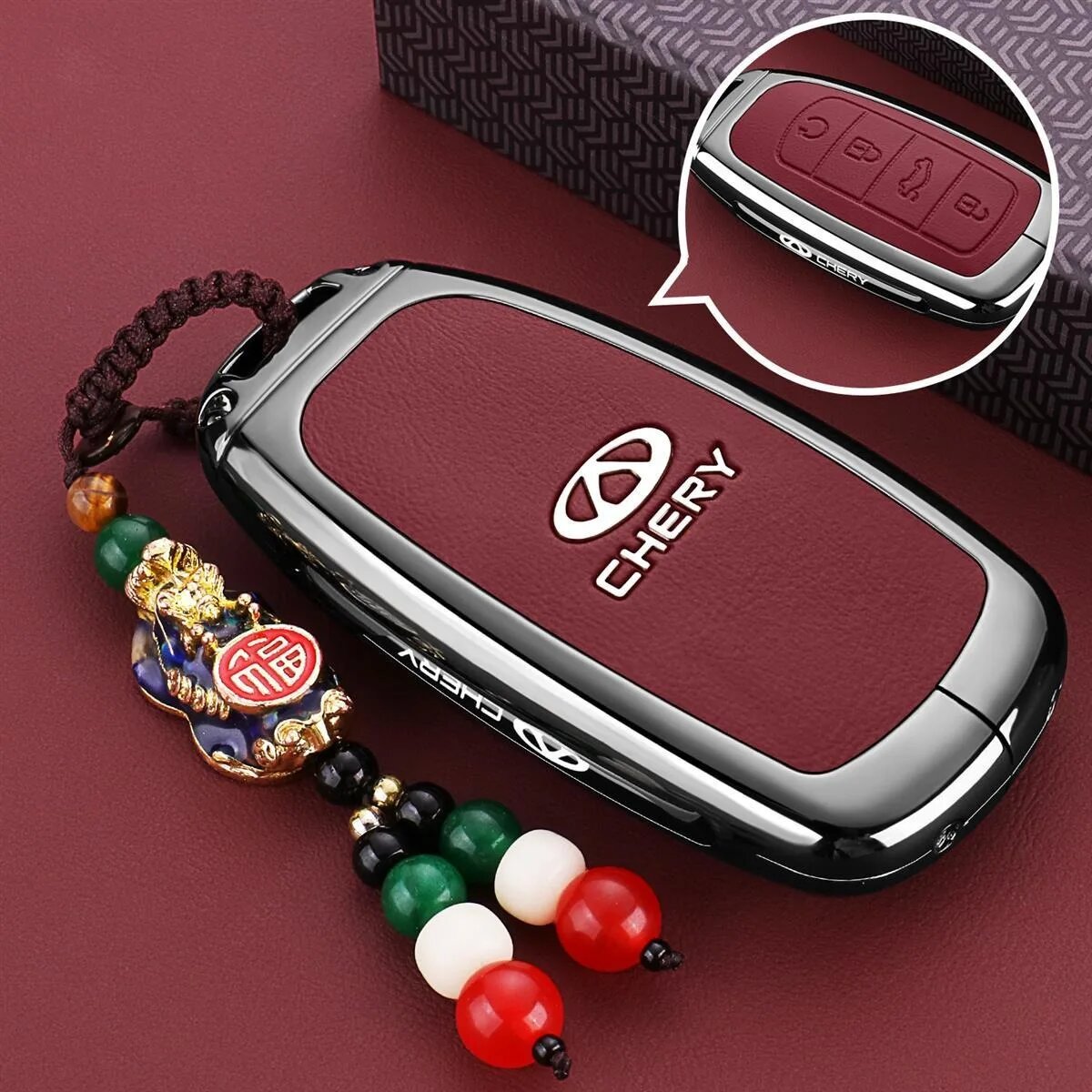 Чехол Для Автомобильного Ключа Из Цинкового Сплава Для Chery Tiggo 7 Pro 8 9 2025 2026 Style 5-Red