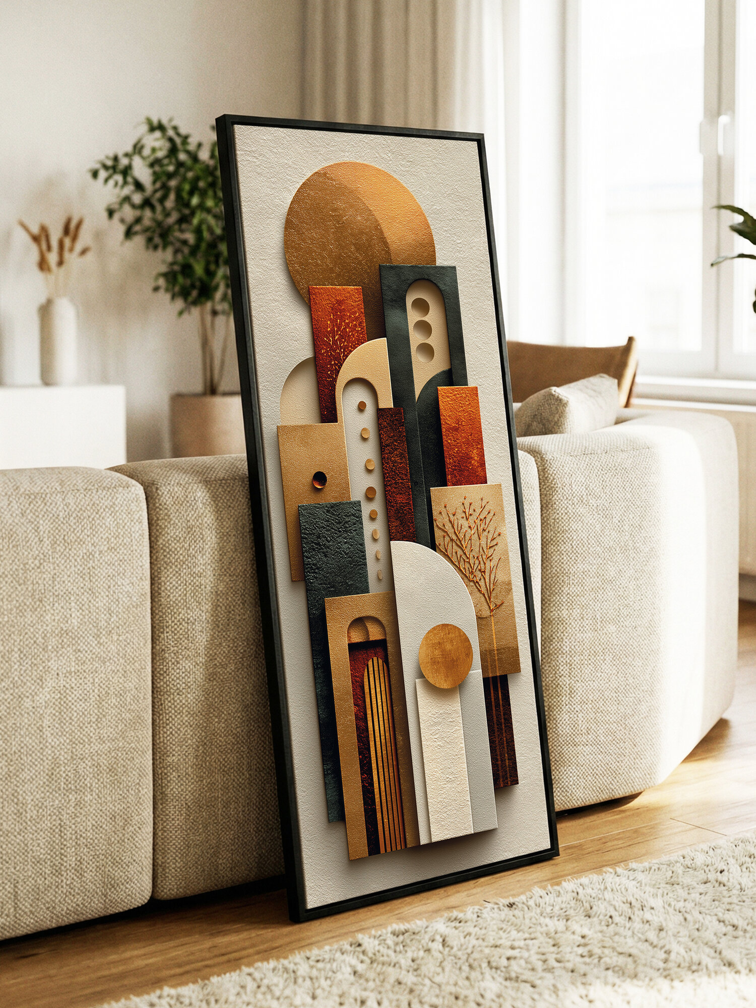 Картина Postermarket в тёмной раме "Абстракция" на холсте с подрамником 45 х 115 см