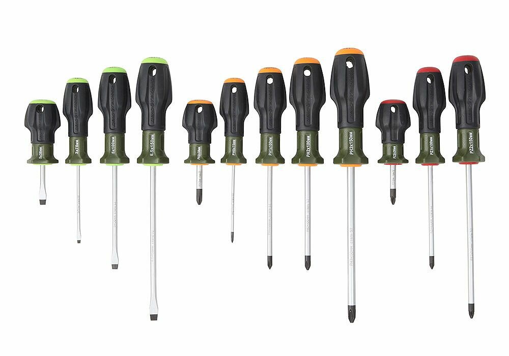 Набор отвёрток c трехкомпонентными рукоятками SL, PH, PZ, 12 штук , 728125, Дело Техники.