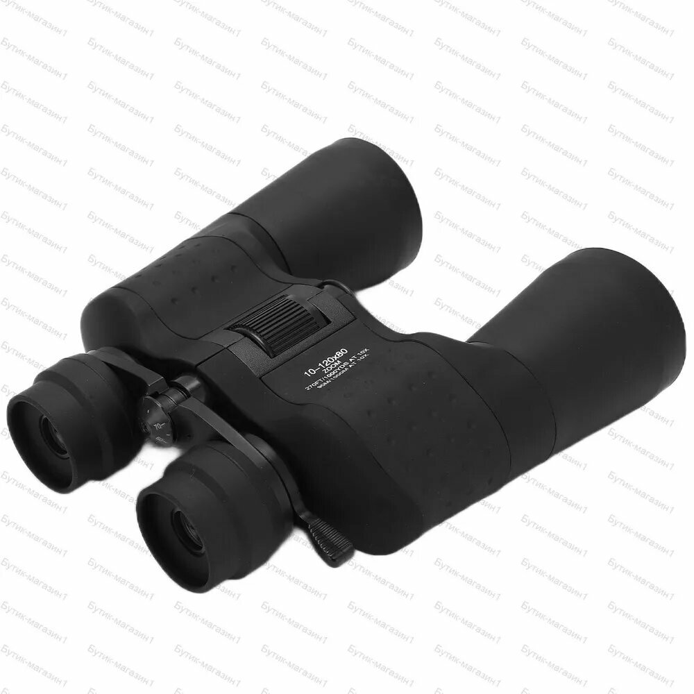 Бинокль 10-120x80 Zoom, черный, центральная фокусировка, обрезиненный корпус с футляром — фото 1