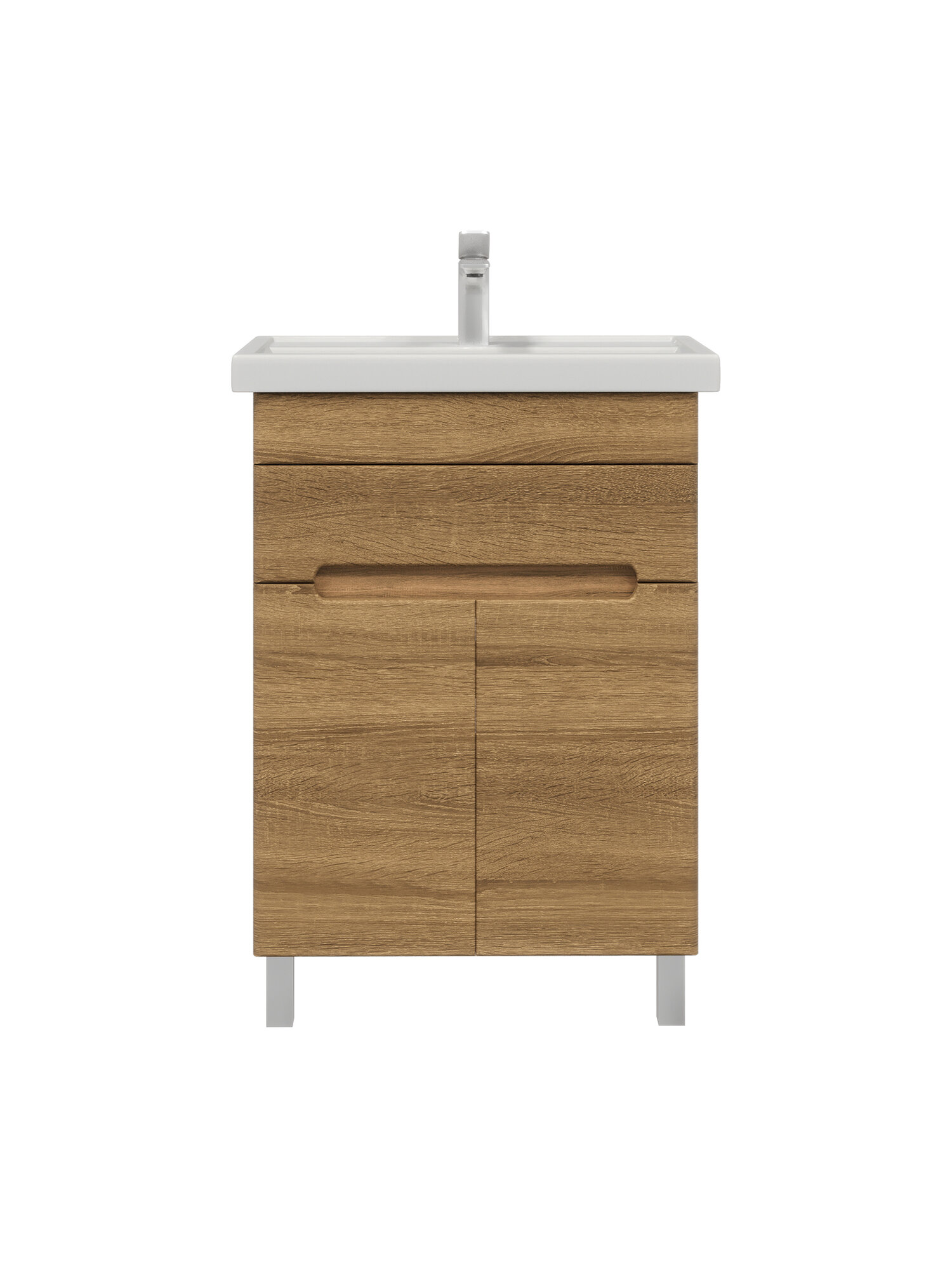 Тумба напольная Vannika Bliss 60 с раковиной Фостер 60 для ванной комнаты, Gold Craft