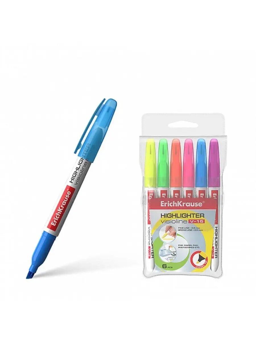 Текстмаркер ErichKrause. Visioline V-15, 6 цв.