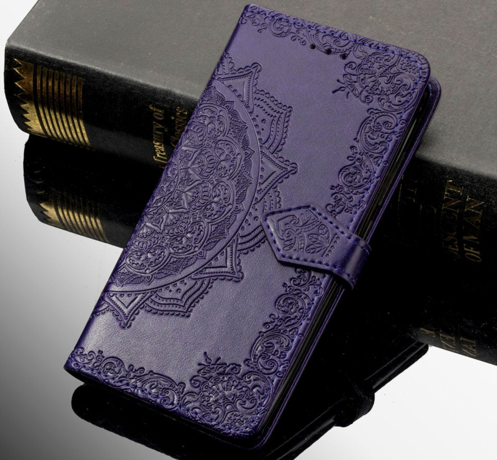 Чехол-книжка MyPads для Samsung Galaxy A3 (2016) SM-A310 фиолетовый с узорами, защита от царапин и ударов