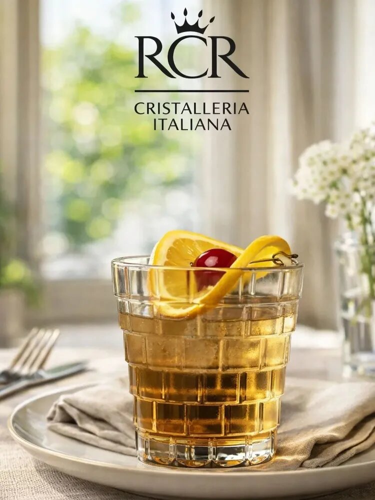 Стаканы низкие, подарочный набор RCR "Luxion Stack" 2 шт, 320 мл. Хрустальное стекло. Италия
