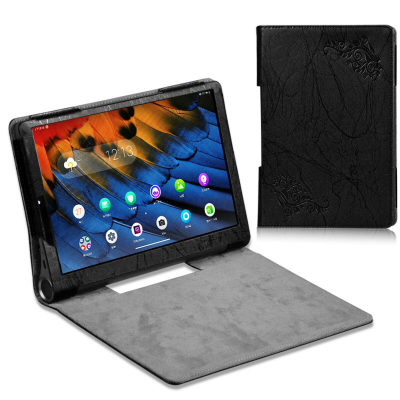 Чехол MyPads для Lenovo Yoga Smart Tab YT-X705F 64Gb из натуральной кожи с визитницей и держателем для руки