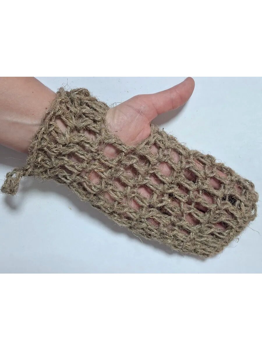Мочалка - рукавичка, вязаная, джут - 1 шт