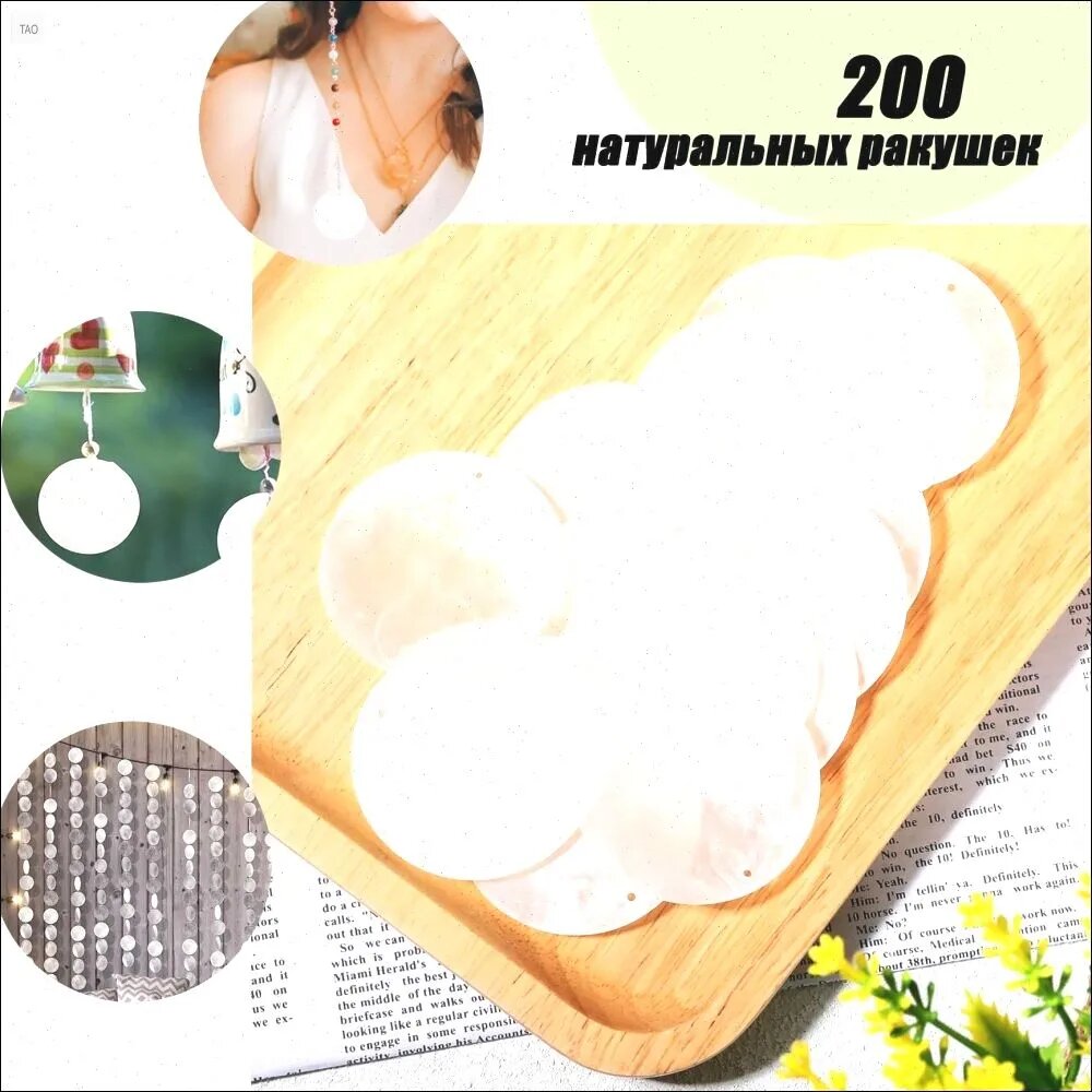 200 шт. круглые натуральные ракушки, морские раковины капис, 2-дюймовые ракушки устриц