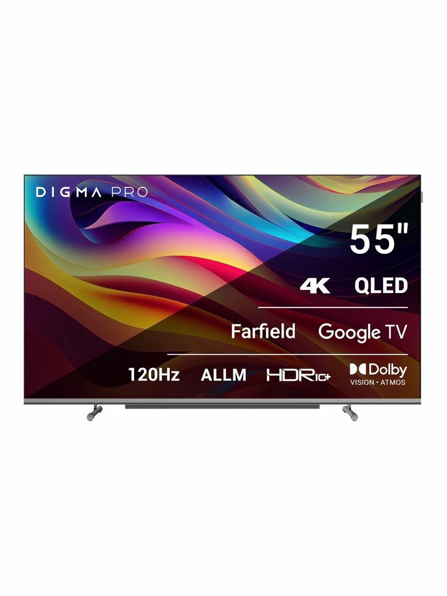 Телевизор Digma "Pro", диагональ 55 дюймов, разрешение 4K, чёрный