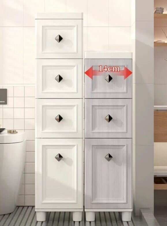 Пластиковый комод на колесах с ящиками для ванной и кухни, премиум шкафпенал габаритами 14 на 40 на 116 см