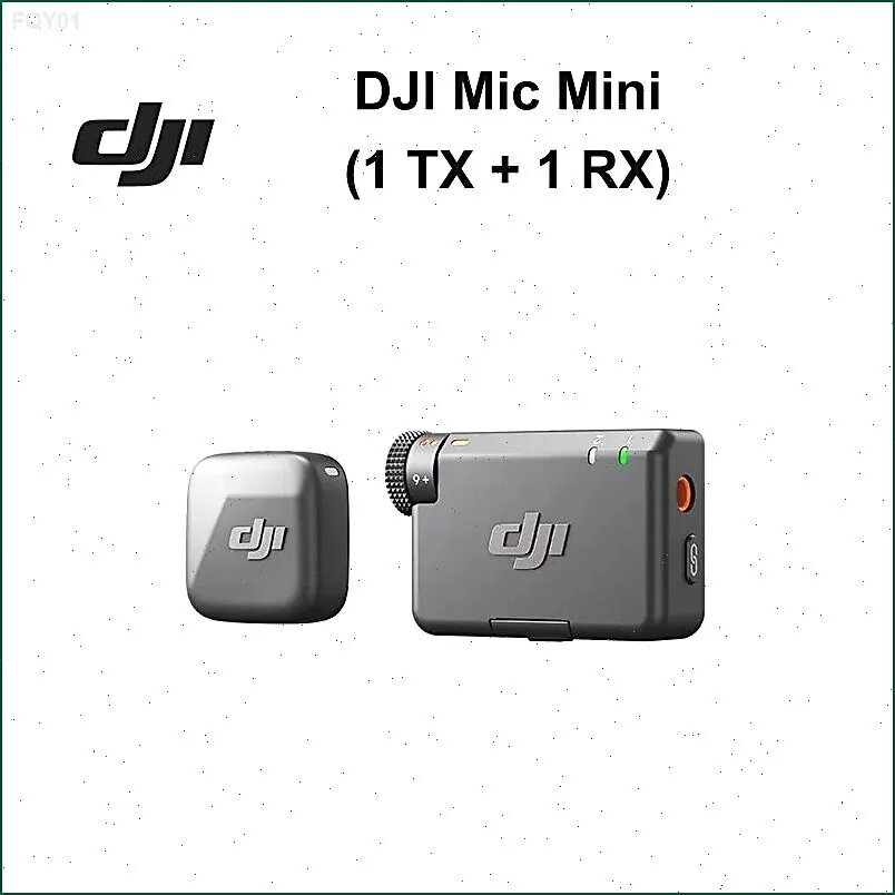 Микрофон для мобильного устройства DJI Mic Mini(1 TX + 1 RX), Высококачественный звук, стабильная передача, активное шумоподавление, две регулируемые передачи, Автоматический ограничитель, взрывозащищенный звук M, серый